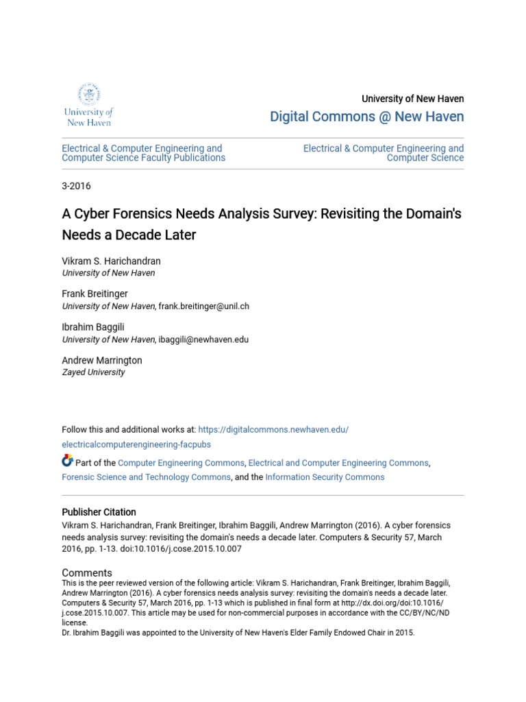 A Cyber Forensics Needs Analysis Survey - Revisiting The Domains | PDF | Computer Forensics ...
