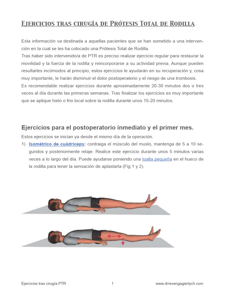 1 Ejercicios Tras Protesis Rodilla | PDF | Rodilla | Pie