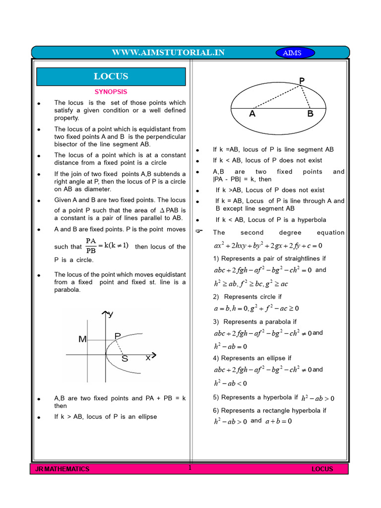 Locus | PDF | Circle | Ellipse
