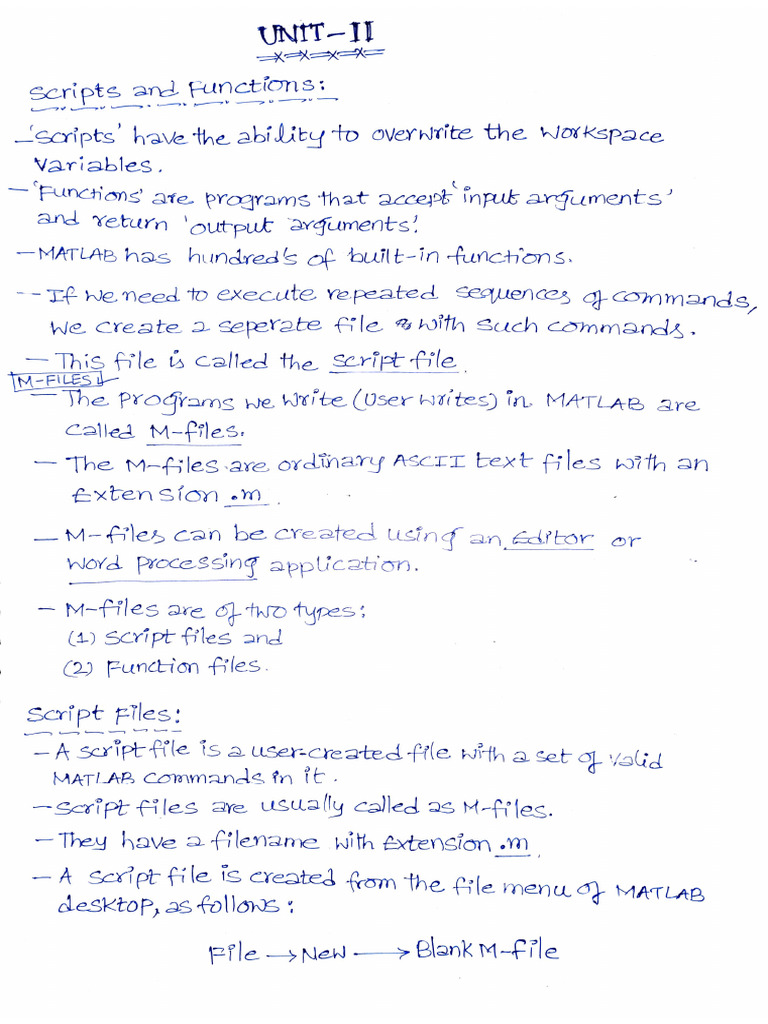 MATLAB_Unit_2_Study_Material | PDF | Matlab | Computing