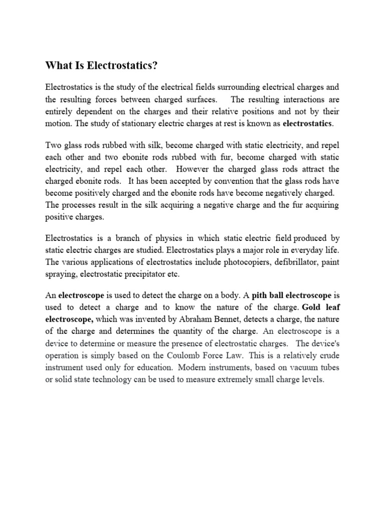 What Is Electrostatics | PDF