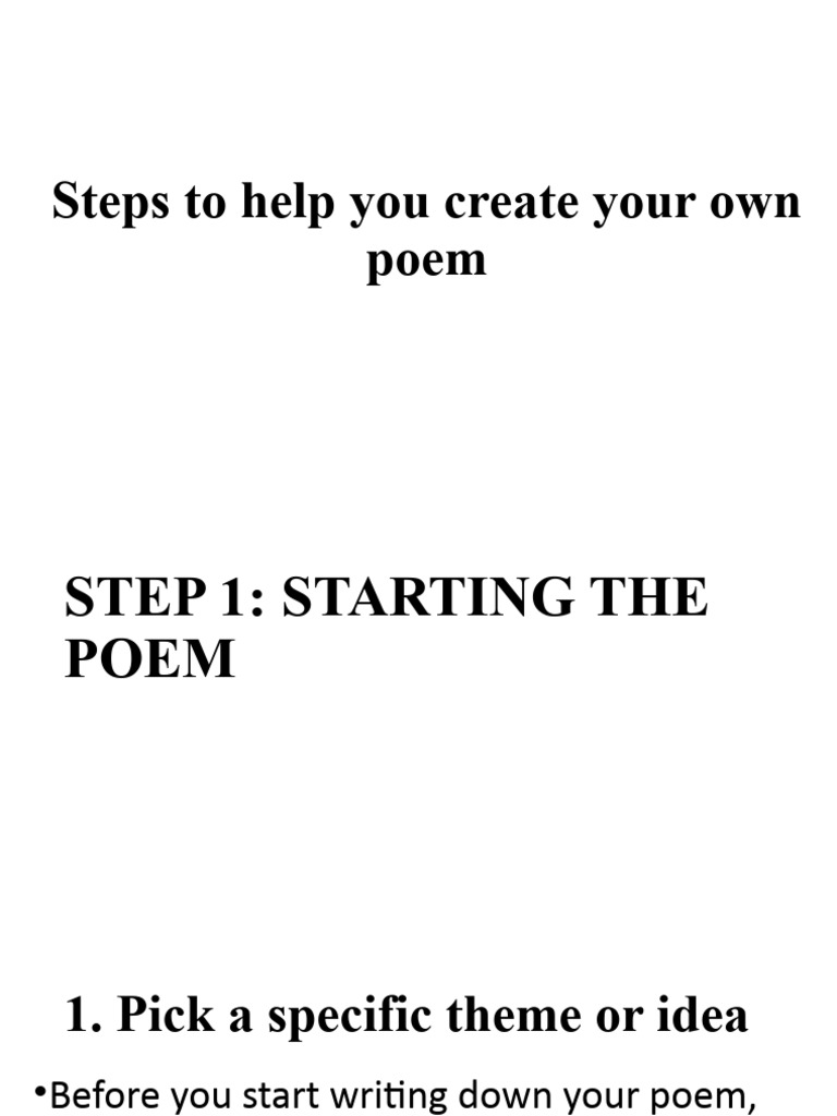 Steps To Help You Create Your Own Poem | PDF | Poetry | Thought