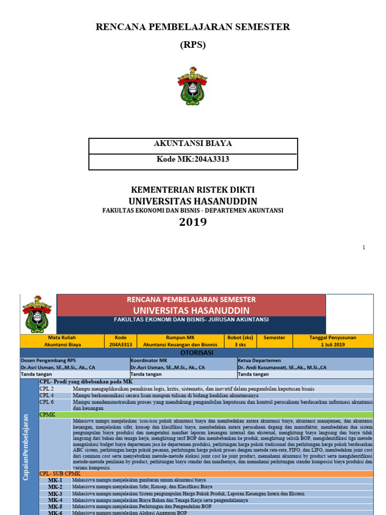 05-RPS-Akuntansi Biaya | PDF