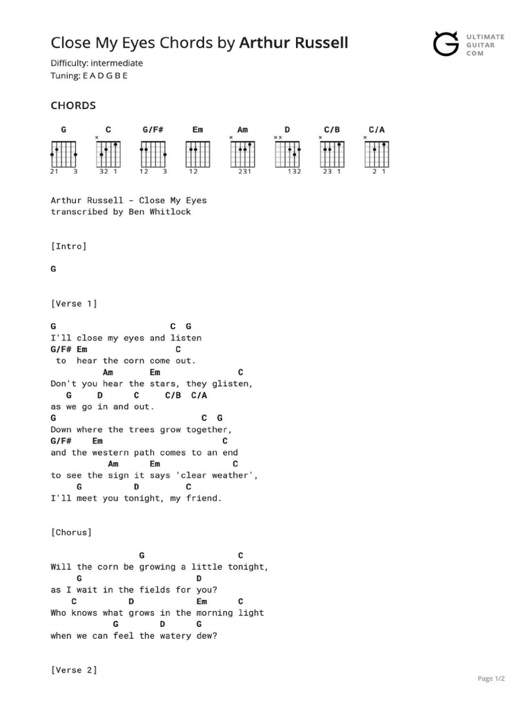 Close My Eyes Chords | PDF