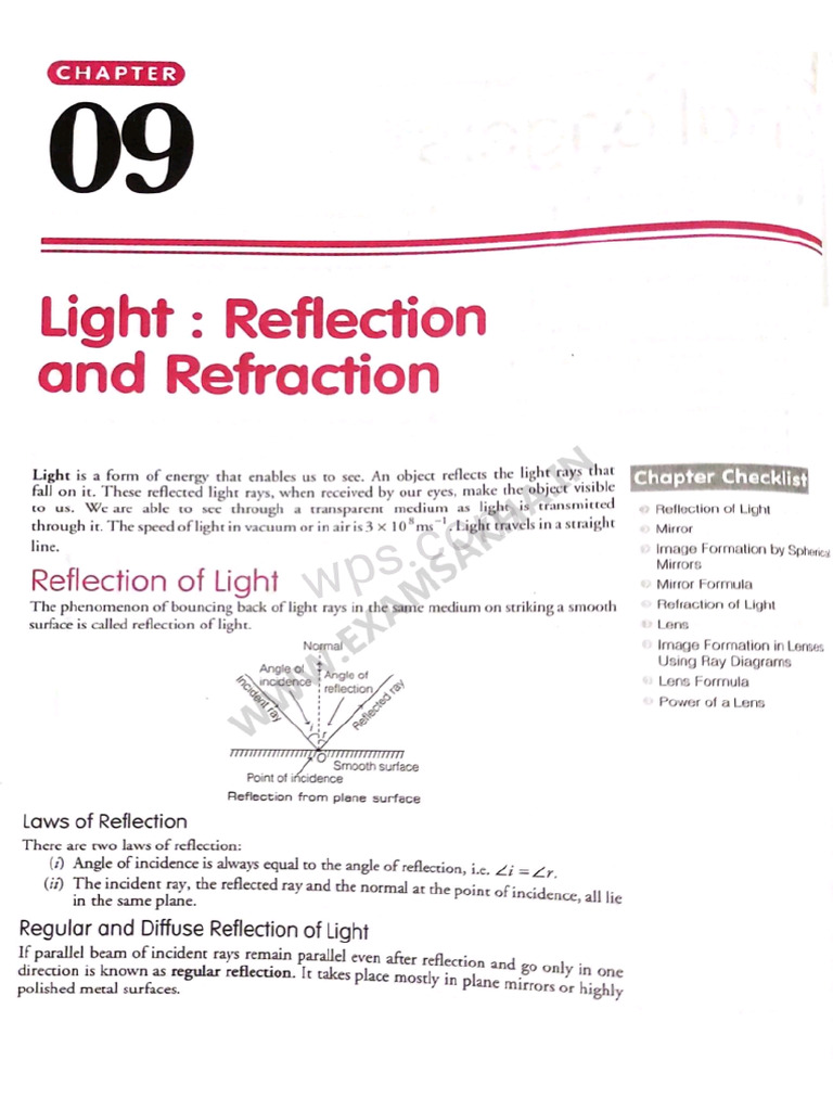 Light Reflection & Refraction (Class 10) | PDF Light Reflection & Refraction (Class 10) | PDF