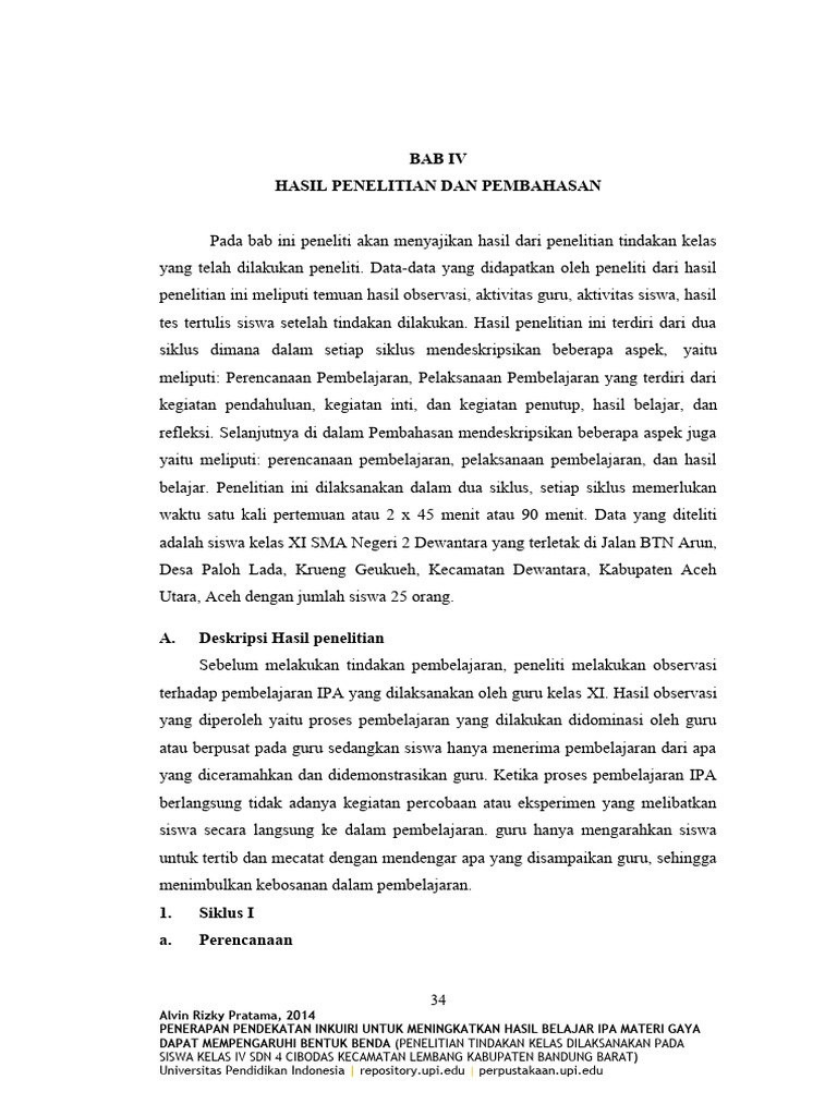 Contoh Bab 4 PTK | PDF