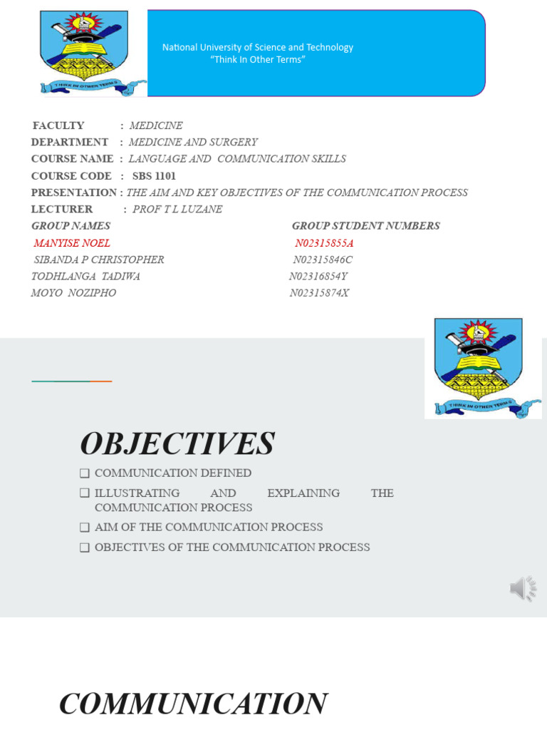 The-Aim-and-Key-Objectives-of-the-Communication-Process Manyise Noel | PDF | Communication ...