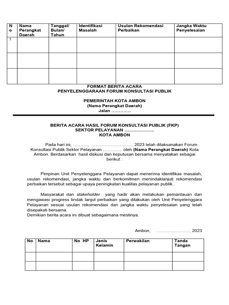 Format Berita Acara | PDF