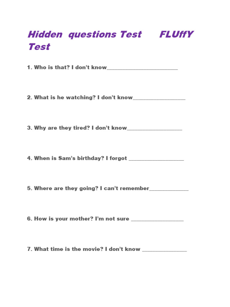 Hidden Questions Test | PDF
