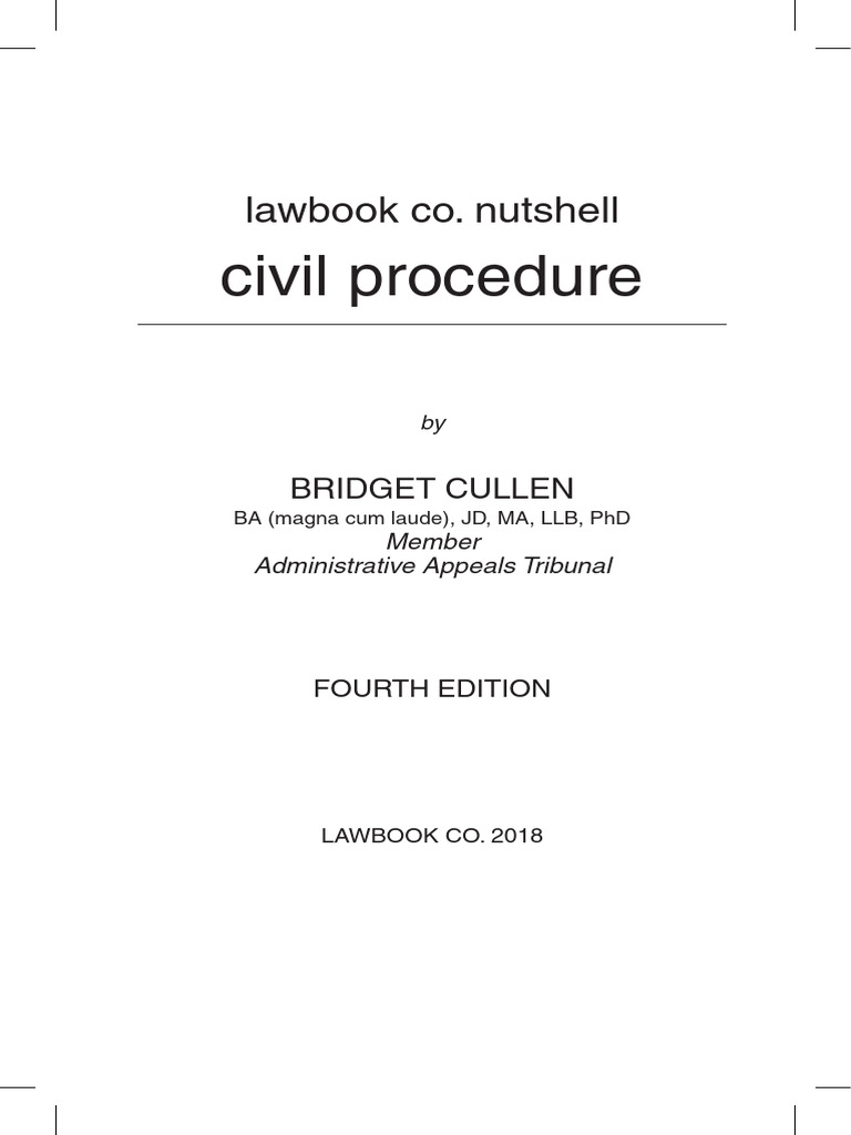 (Lawbook Co. Nutshell) Bridget Cullen - Civil procedure-LexisNexis Butterworths (2018 ...