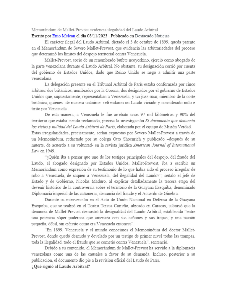 Memorándum de Mallet | PDF | Venezuela | Gobierno