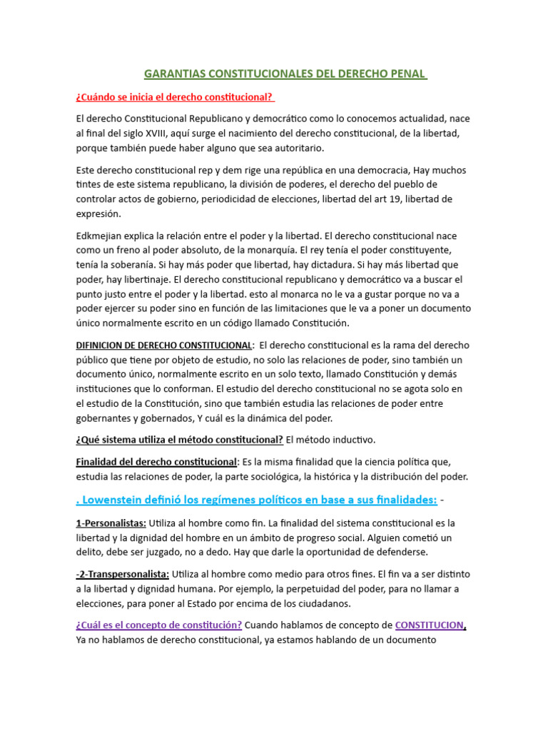 Garantias Constitucionales Del Derecho Penal 2024 Pdf El Proceso De