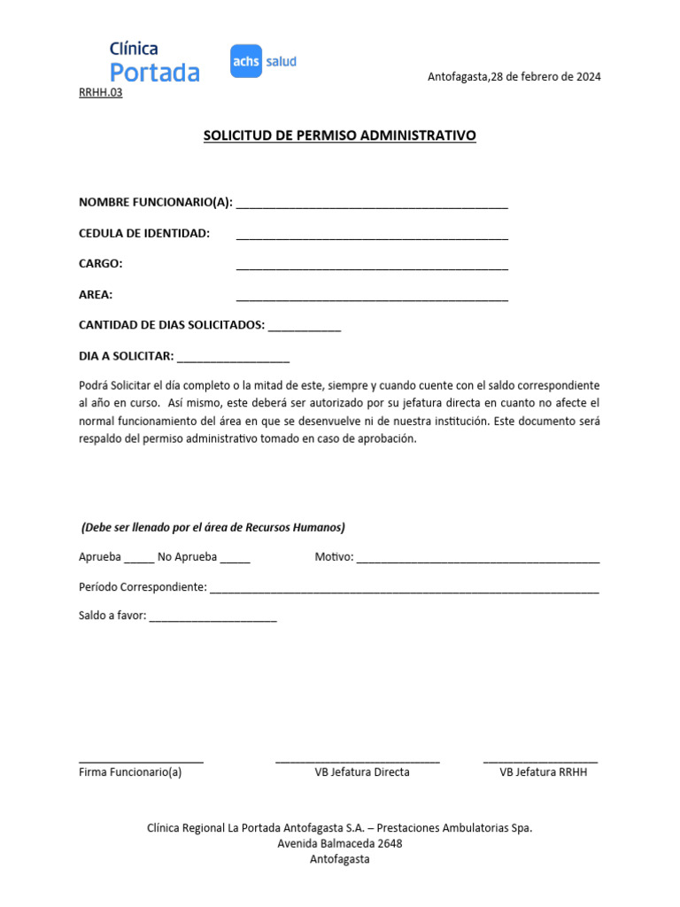 Formato Solicitud de Permiso Administrativo | PDF