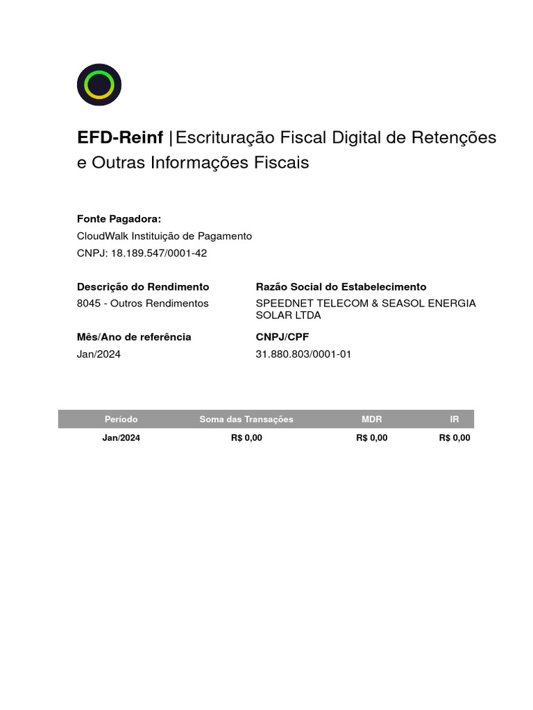 Relatorio Reinf 1-2024 | PDF