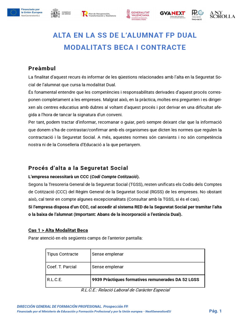 R04 - Alta SS Beca-Contracte Alumnat FP Dual Gener-2024 | PDF