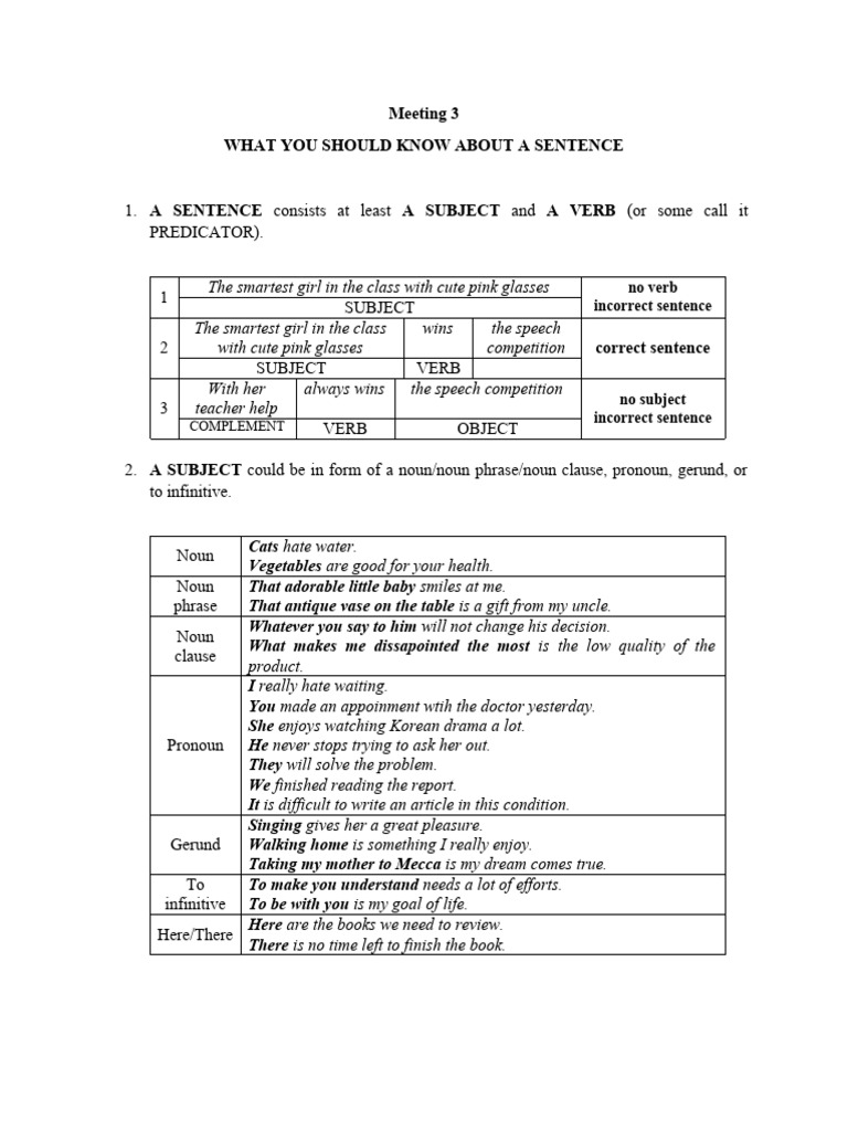 3rd Meeting Material-1 | PDF | Verb | Subject (Grammar)