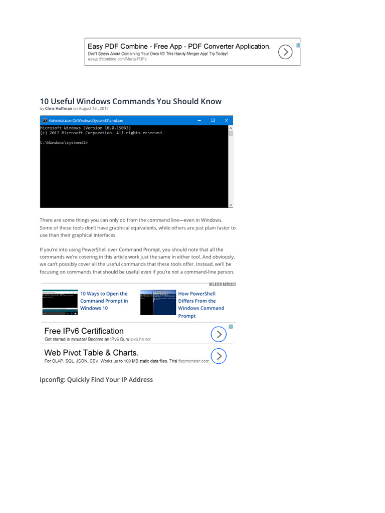 10 Useful Windows Commands | Download Free PDF | Domain Name System | Command Line Interface
