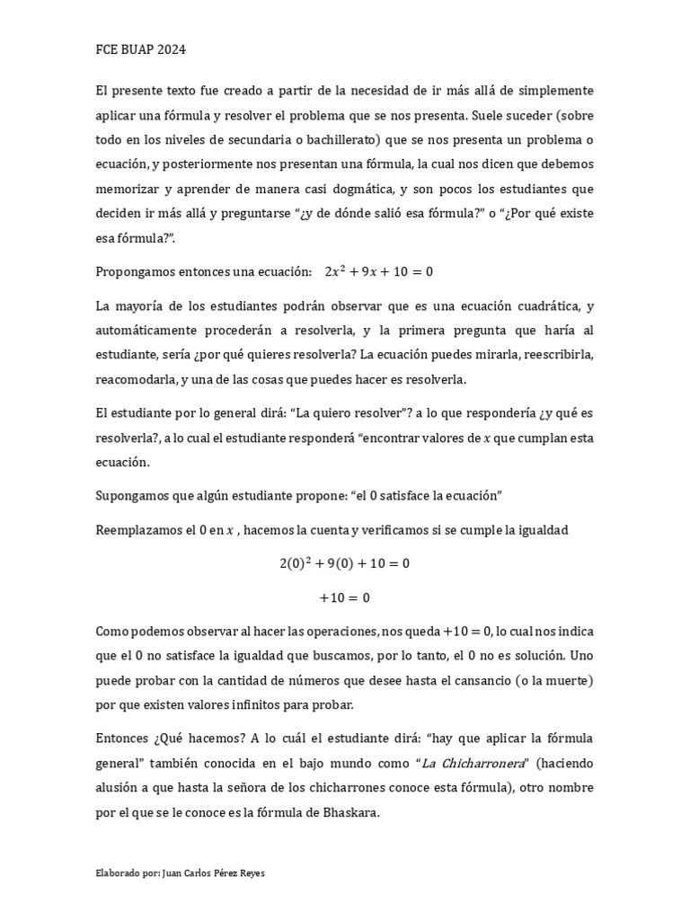 Demostracion Formula General | PDF | Raíz cuadrada | Ecuaciones