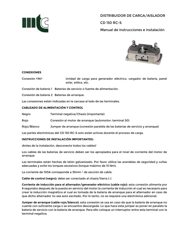 Manual de Instalación CD 150 RC-S | PDF | Corriente eléctrica ...