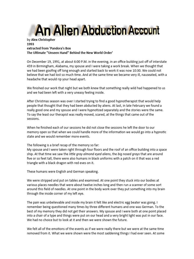 An Alien Abduction Account | PDF | Alien Abduction | Extraterrestrial Life