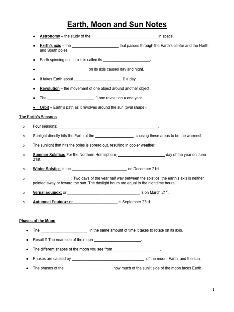 21 22 Earth-Moon-Sun Guided Notes | PDF | Earth | Moon