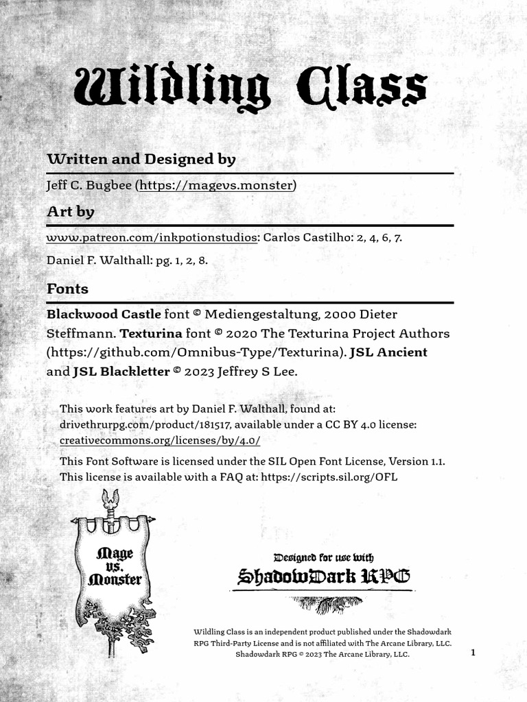 Wildling Class v1.2 | PDF | Role Playing Games