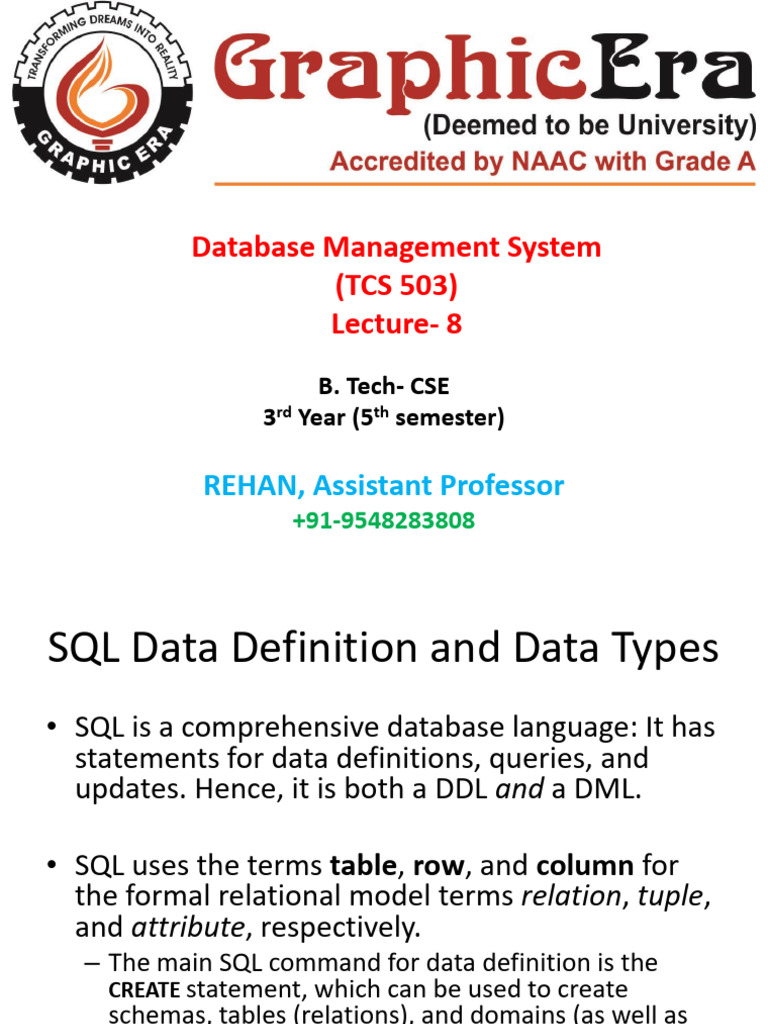 Dbms Lecture 8 Pdf Relational Database Information Technology