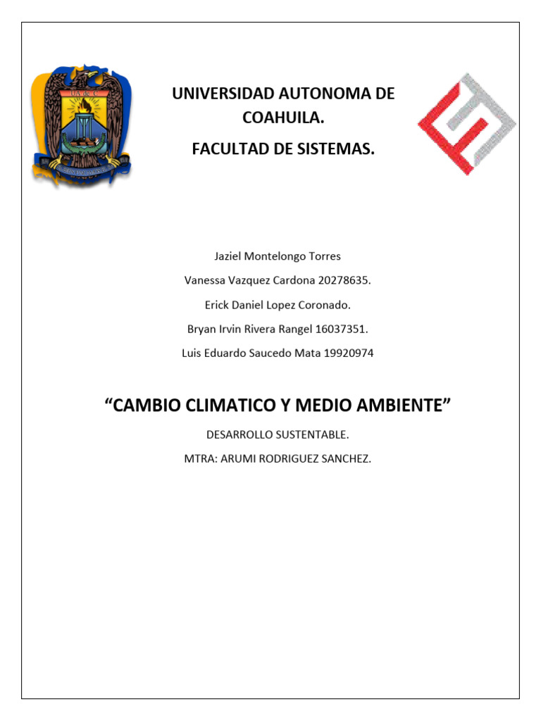DS - Cambio Climatico y Medio Ambiente | PDF | Entorno natural ...