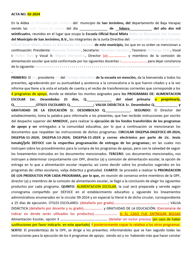 Acta de Priorizacion Sugerida para Los 4 Programas 2024 | PDF
