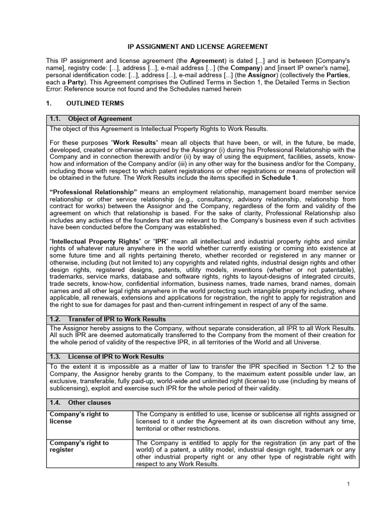 IP Assignment and License Agreement | PDF | Intellectual Property ... IP Assignment and License Agreement | PDF | Intellectual Property ...