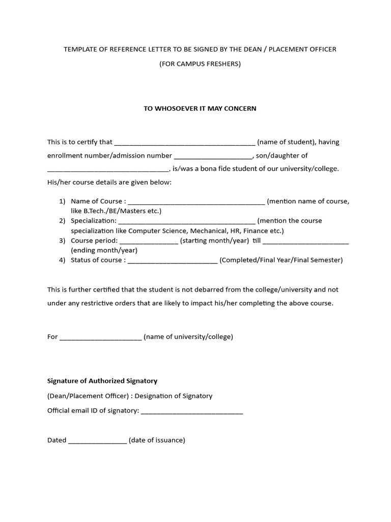 Reference Letter Template for Students | PDF | Career & Growth