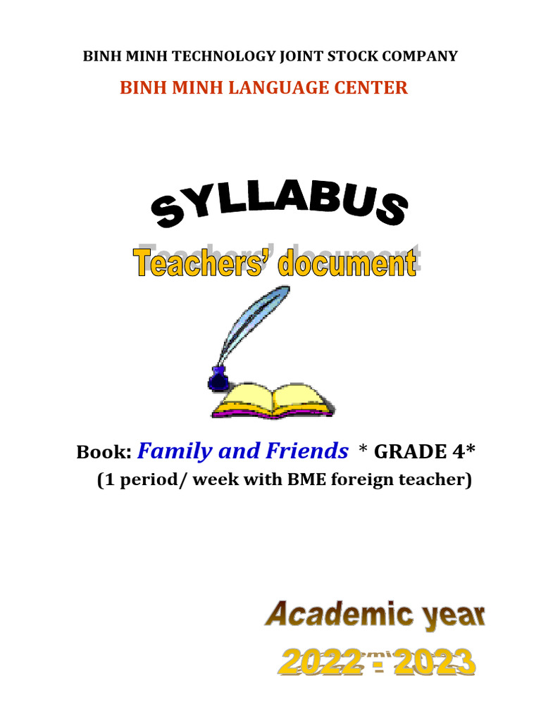 Syllabus Family Friends Grade 4 - 1 Period - BME 2022 | PDF | Phonics | Plural