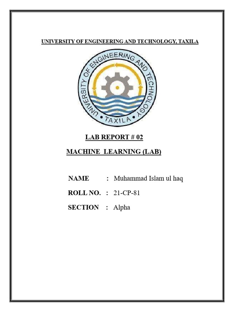 Machine Learning Lab (3) Report (21 CP 81) | Download Free PDF ...