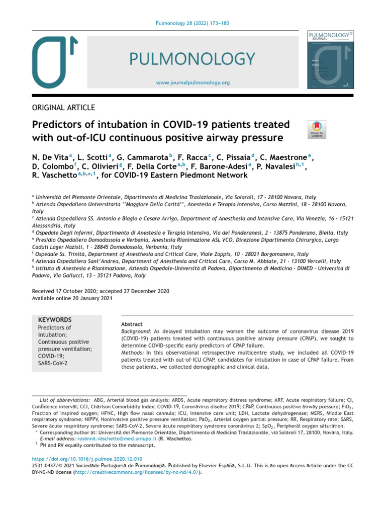 Predictors of Intubation in COVID-19 Patients Treated With out-of-ICU ...