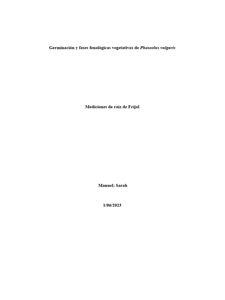 FRIJOL Common Bean (Phaseolus Vulgaris) | PDF | Germinación | Raíz