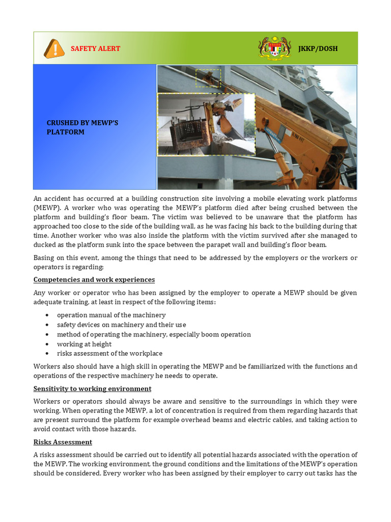 MEWP Safety Guidelines and Incident Analysis | PDF | Risk | Risk Assessment