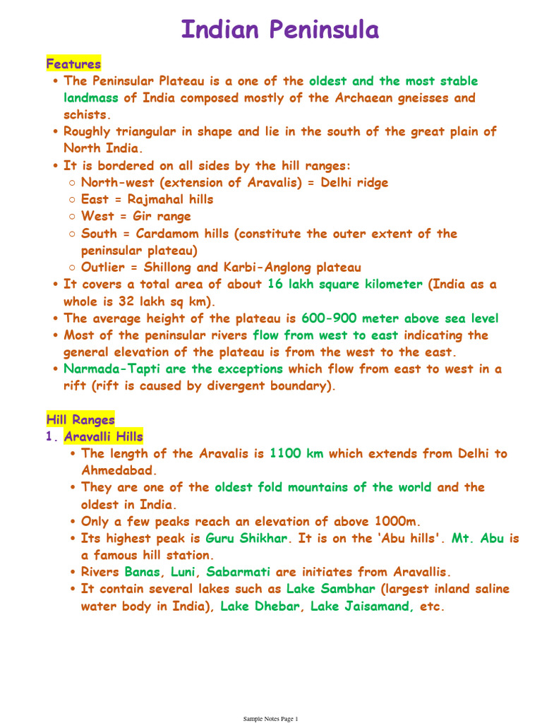 Geography Sample Notes Pdf Plateau Earth Sciences