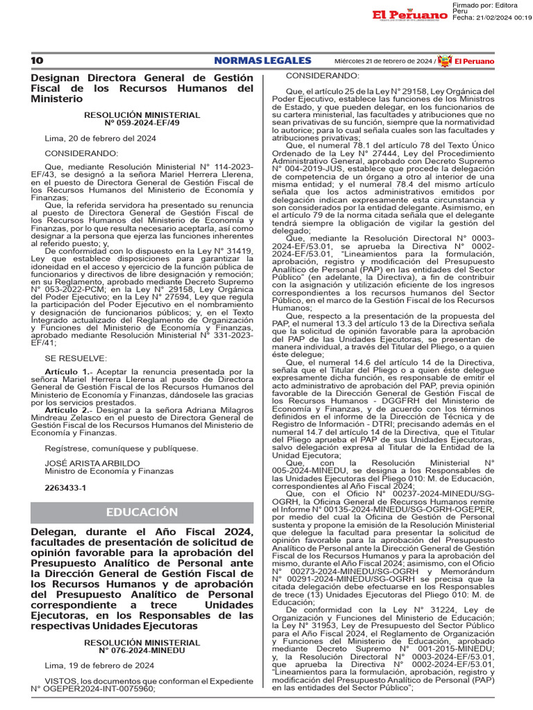 Normas Legales: Educación | PDF | Fiscal | Gestión de recursos humanos