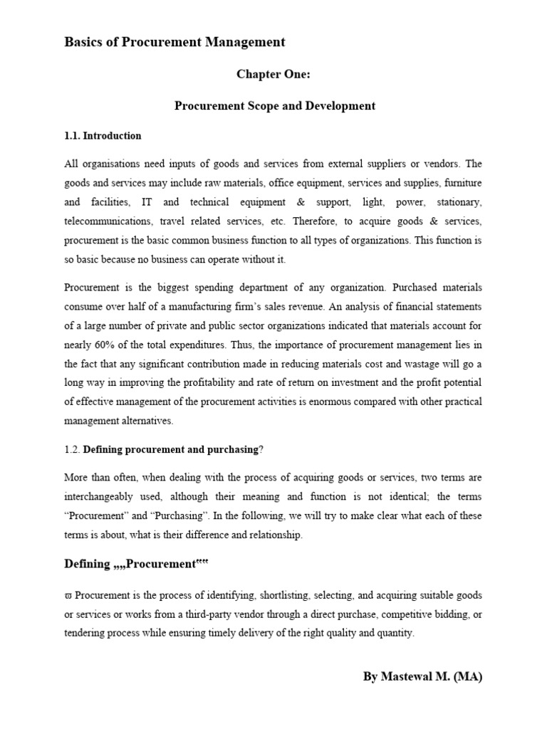 Basic Procu.t Ch-1 | PDF | Procurement | Supply Chain