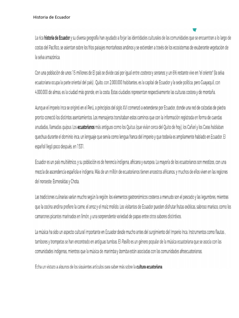 HISTORIA ECUADOR POR | PDF | Ecuador | Imperio Inca