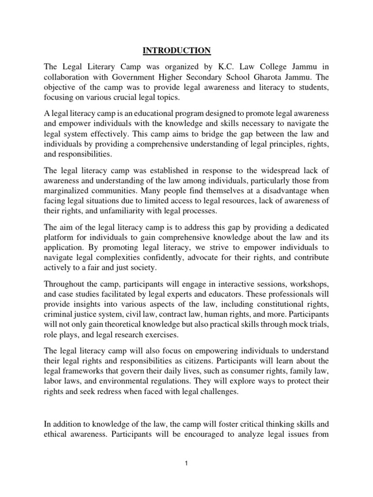 Legal Literacy 2 | PDF | Empowerment | Legal Aid