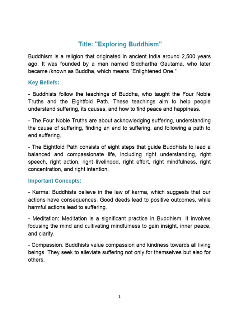 Buddhism Basics for Grade 5 Students | PDF