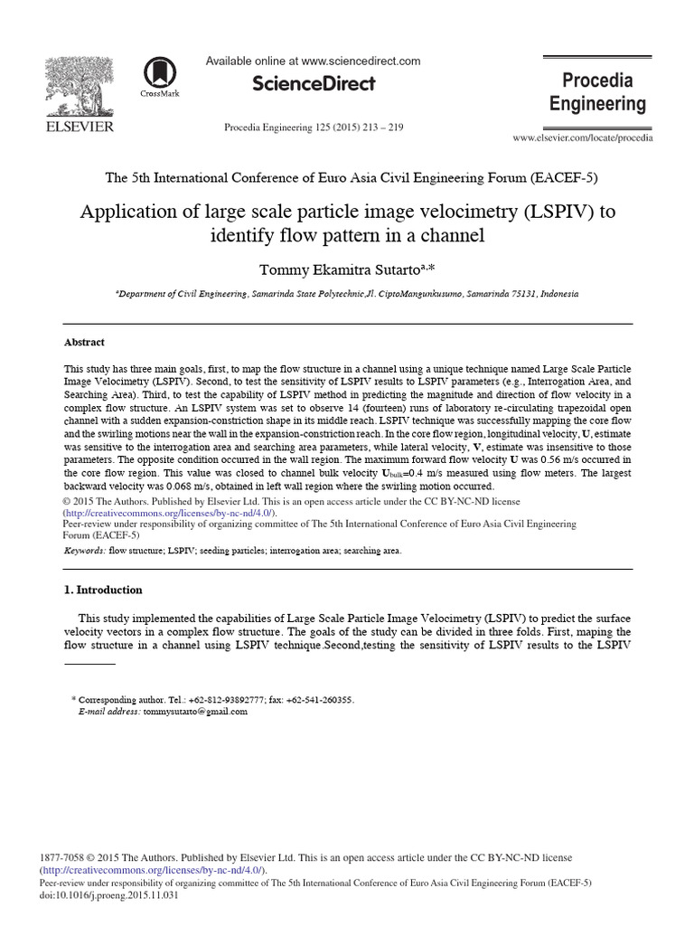 Application of Large Scale Particle Image Velocime | PDF | Reynolds ...