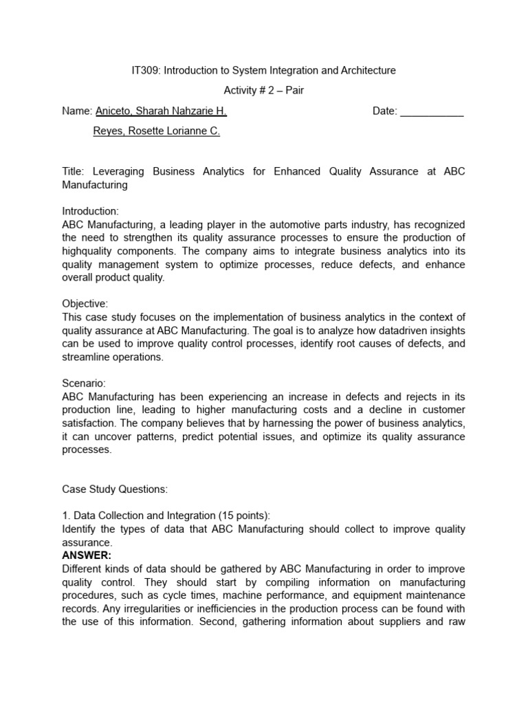 IT309 ACT2 Aniceto&Reyes | PDF | Analytics | Predictive Analytics