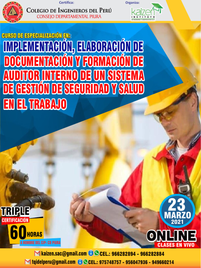 Curso Auditor Interno en Seguridad Laboral | PDF