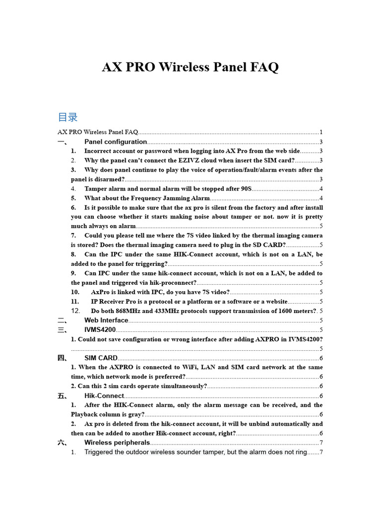 AX Pro Wireless Panel FAQ - EN | PDF | Wi Fi | Local Area Network