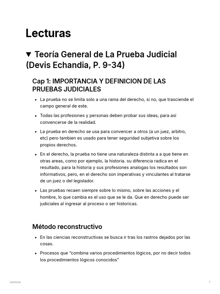 Resumen Teoria General de La Prueba y Código General Del Proceso | PDF | Evidencia (ley) | Ley ...