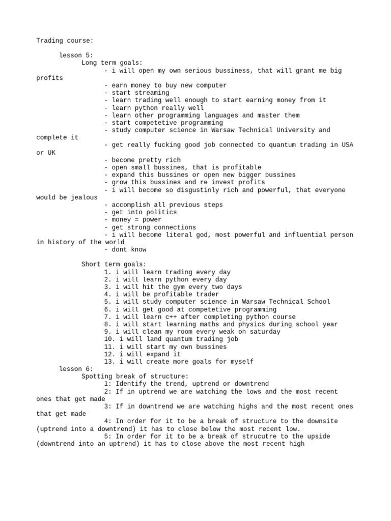 TJR Trading Course Notebook | PDF