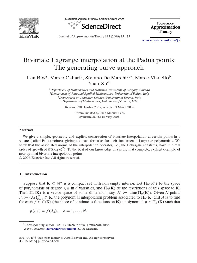 Bivariate Lagrange Interpolation | PDF | Interpolation | Polynomial