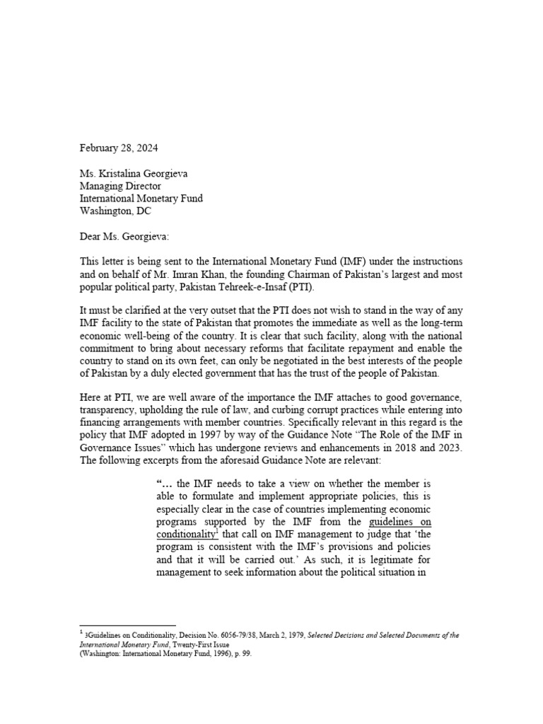 Letter To IMF | Download Free PDF | International Monetary Fund ...